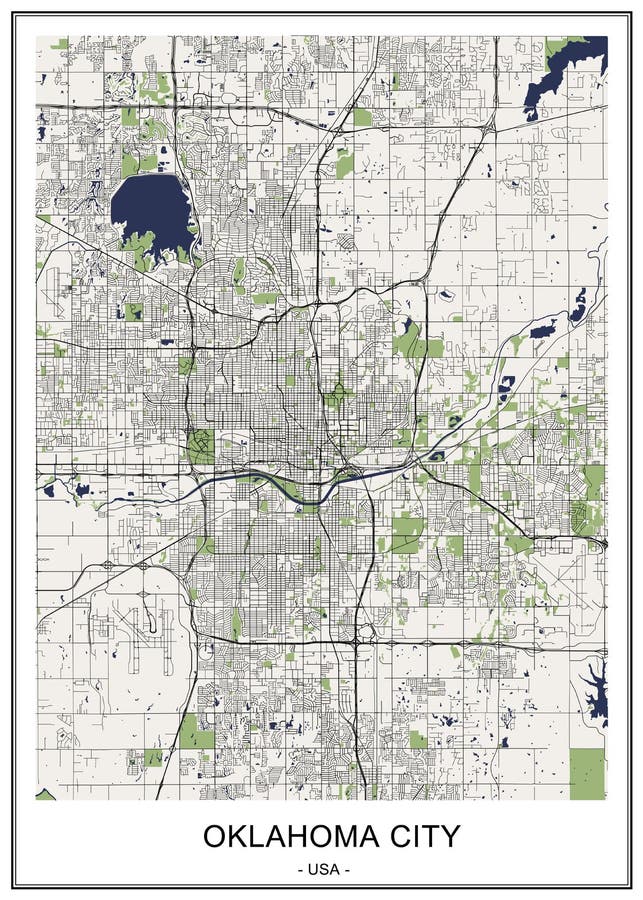 Mapa De La Ciudad De Oklahoma, Oklahoma City, EE.UU. Ilustración del ...
