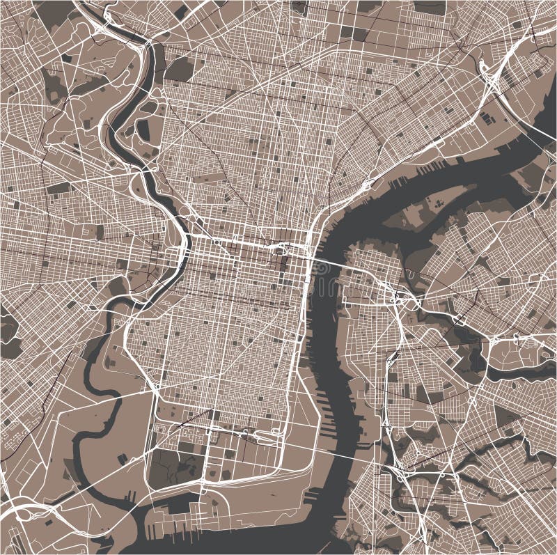 Mapa De La Ciudad De Philadelphia Pennsylvania Usa Stock de ilustración ...