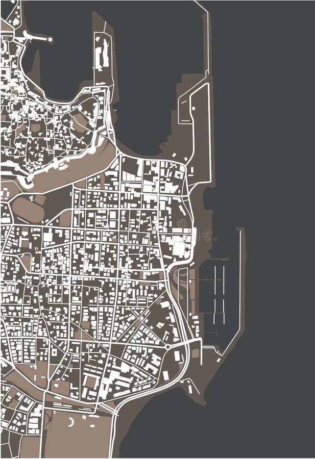 Mapa De La Ciudad De Rodas Grecia Stock de ilustración - Ilustración de ...