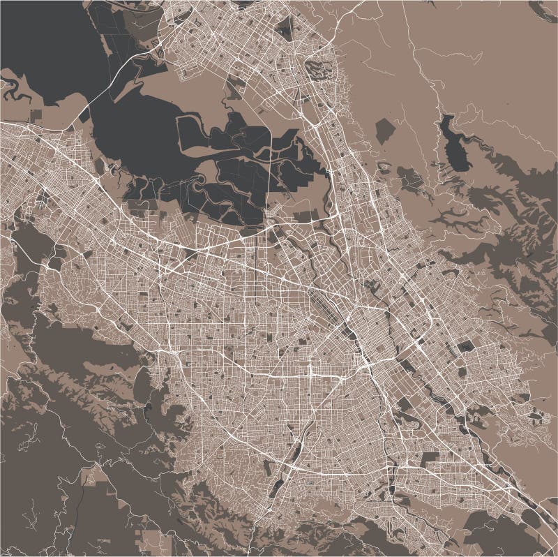 Mapa De La Ciudad De San JosÃ©, California, EE.UU. Stock de ilustración ...