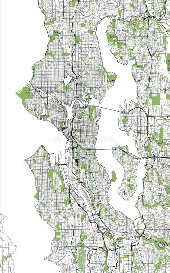 Mapa De La Ciudad De Seattle, Washington, EE.UU. Stock de ilustración ...