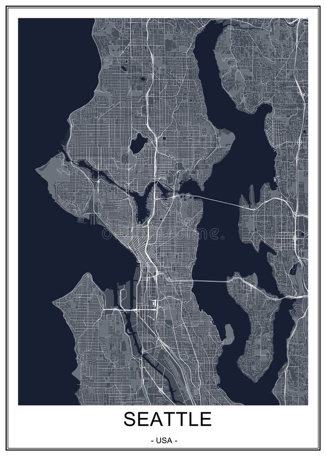 Mapa De La Ciudad De Seattle, Washington, EE.UU. Stock de ilustración ...