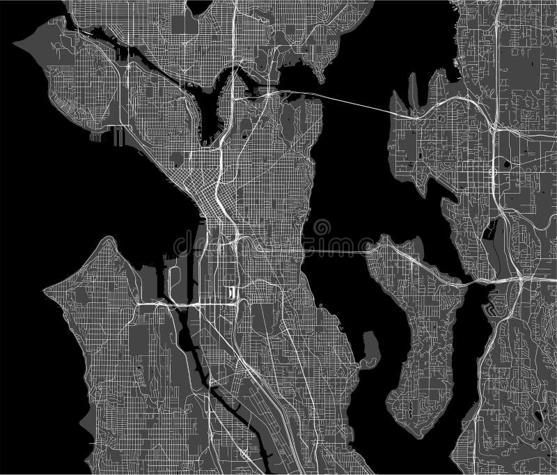 Mapa De La Ciudad De Seattle, Washington, EE.UU. Stock de ilustración ...