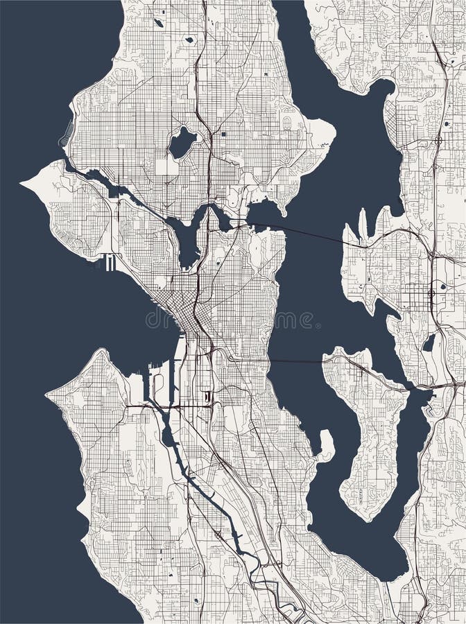 Mapa De La Ciudad De Seattle, Washington, EE.UU. Stock de ilustración ...