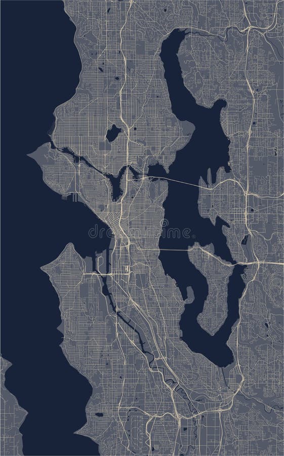 Mapa De La Ciudad De Seattle, Washington, EE.UU. Ilustración del Vector ...