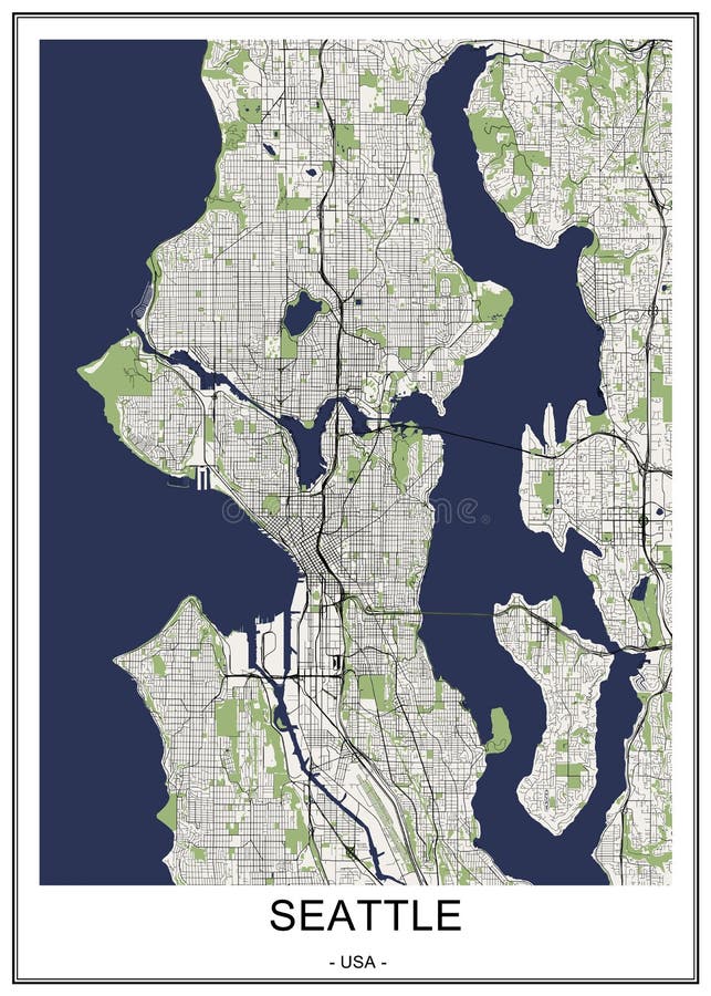 Mapa De La Ciudad De Seattle, Washington, EE.UU. Ilustración del Vector ...