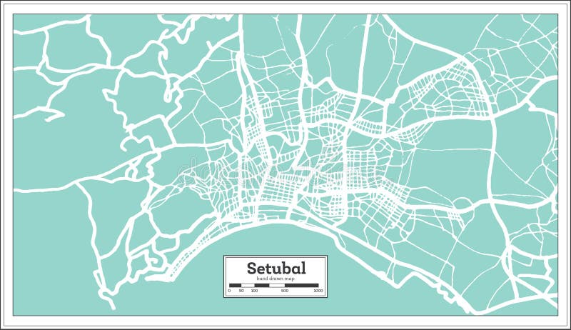Mapa De La Ciudad De Setúbal Portugal En Estilo Retro Ilustración del ...