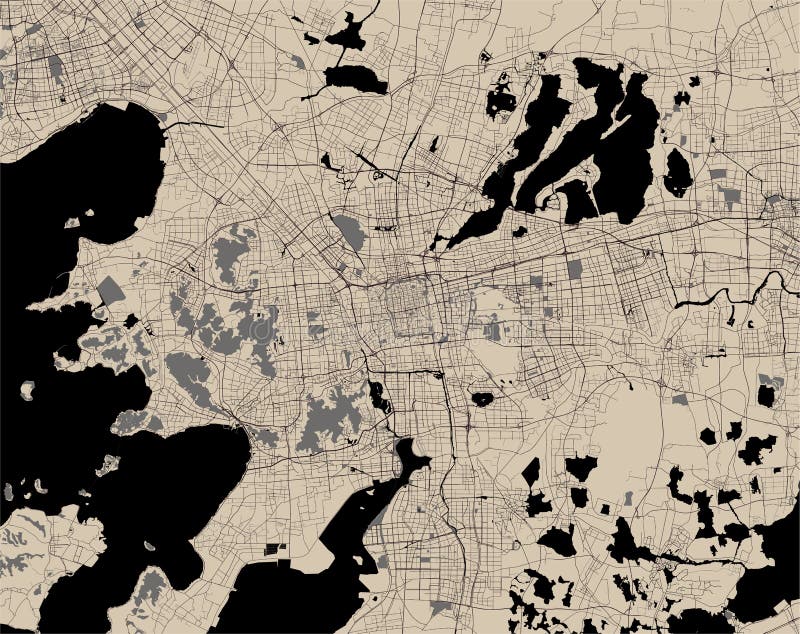 Mapa De La Ciudad De Suzhou, China Stock de ilustración - Ilustración ...