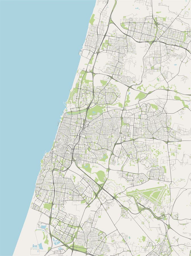 Mapa De La Ciudad De Tel Aviv-Yafo,Tel Aviv-Jaffa, Israel Stock de ...