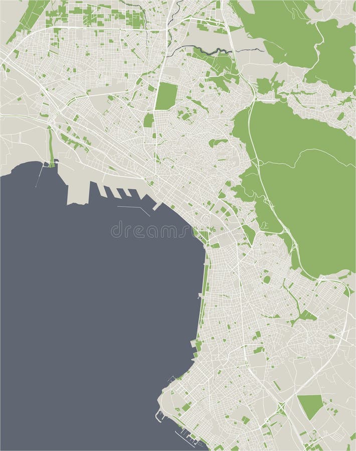 Mapa De La Ciudad De Tesalónica, Grecia Stock de ilustración ...