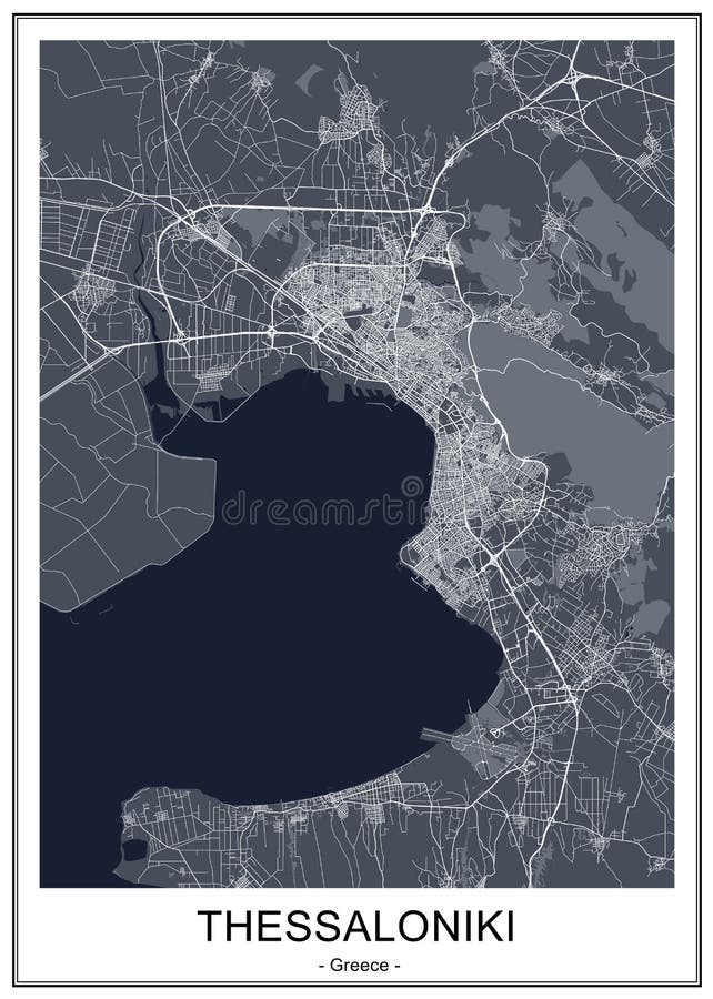 Mapa De La Ciudad De Tesalónica, Grecia Stock de ilustración ...