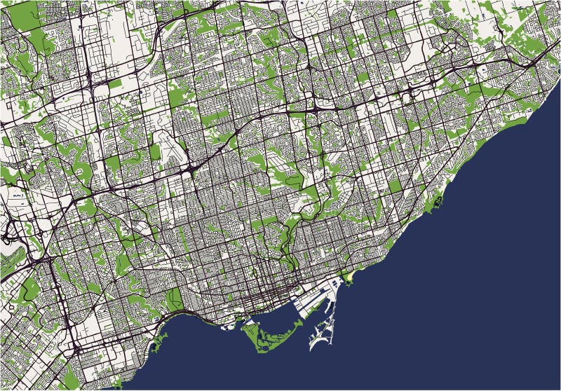 Mapa De La Ciudad De Toronto, Canadá Ilustración del Vector ...