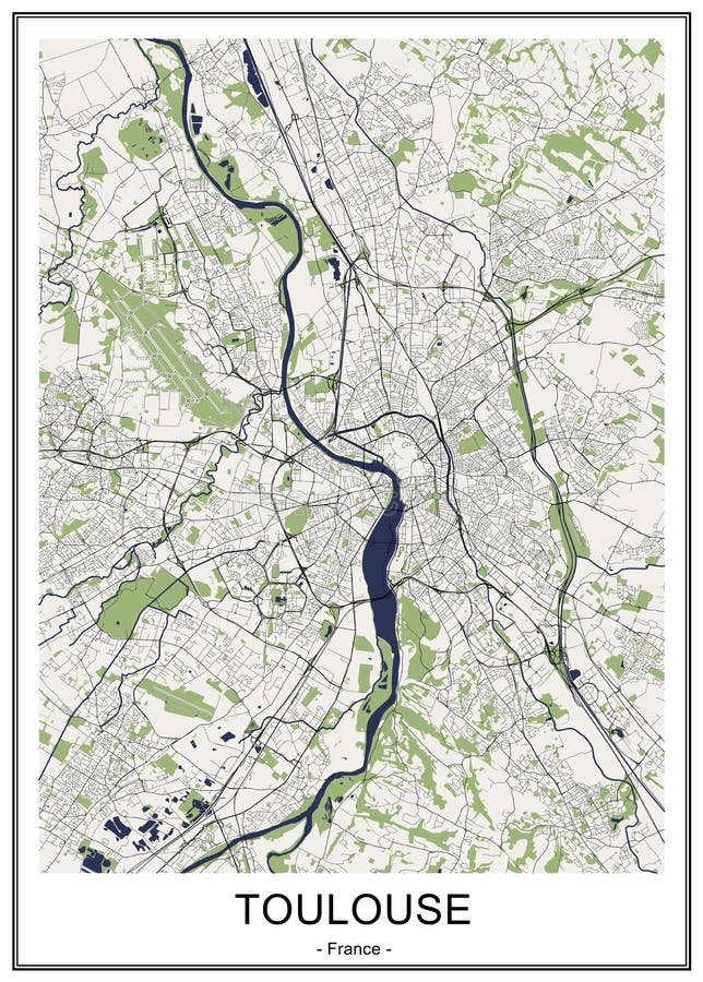 Mapa De La Ciudad De Toulouse, Francia Stock de ilustración ...