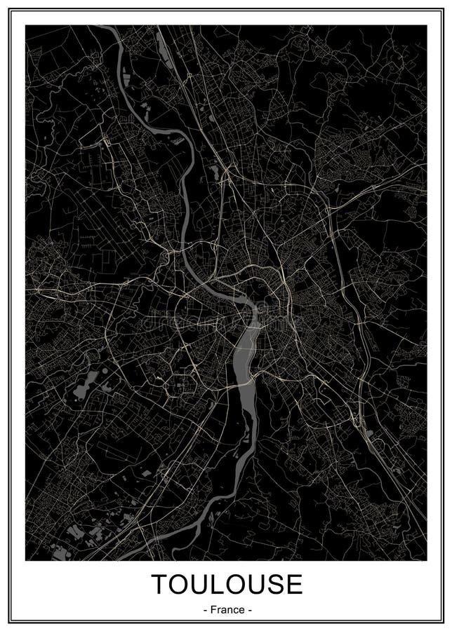 Mapa De La Ciudad De Toulouse, Francia Stock de ilustración ...