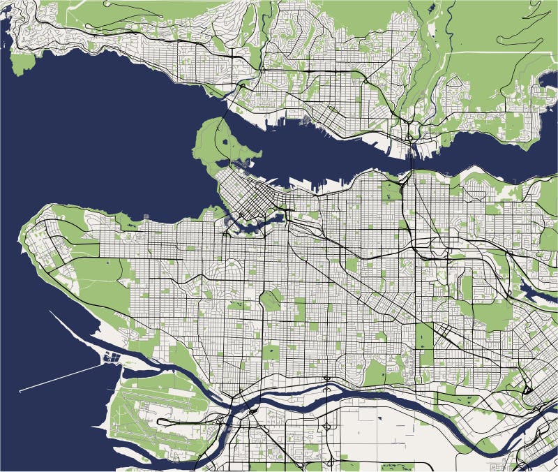 Mapa De La Ciudad De Vancouver, Canadá Ilustración del Vector ...