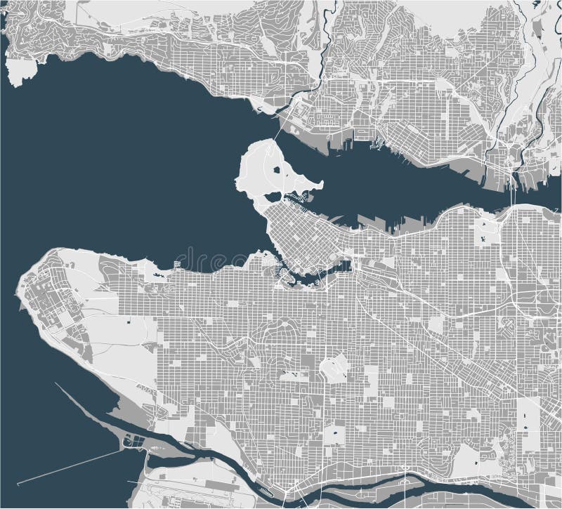 Mapa De La Ciudad De Vancouver, Canadá Ilustración del Vector ...