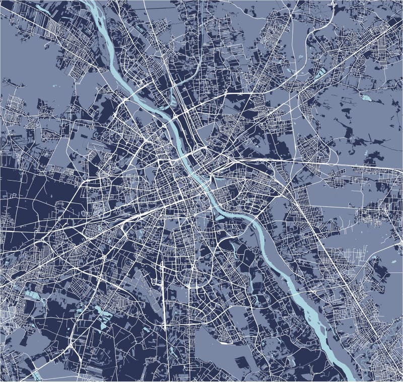 Mapa De La Ciudad De Varsovia, Polonia Stock de ilustración ...