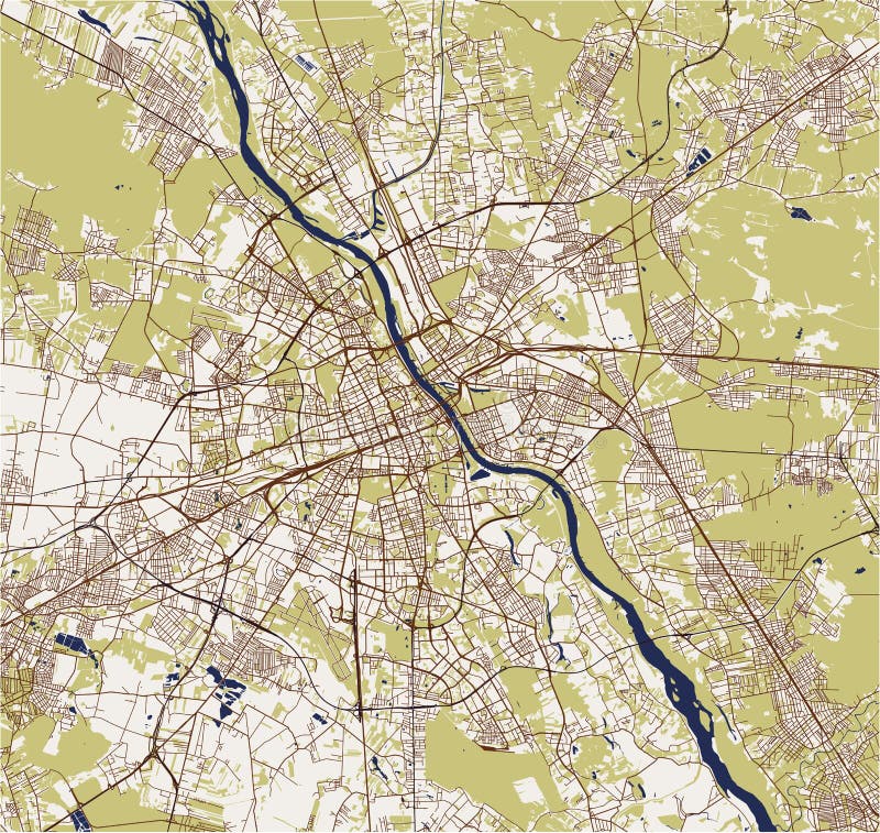 Mapa De La Ciudad De Varsovia, Polonia Stock de ilustración ...