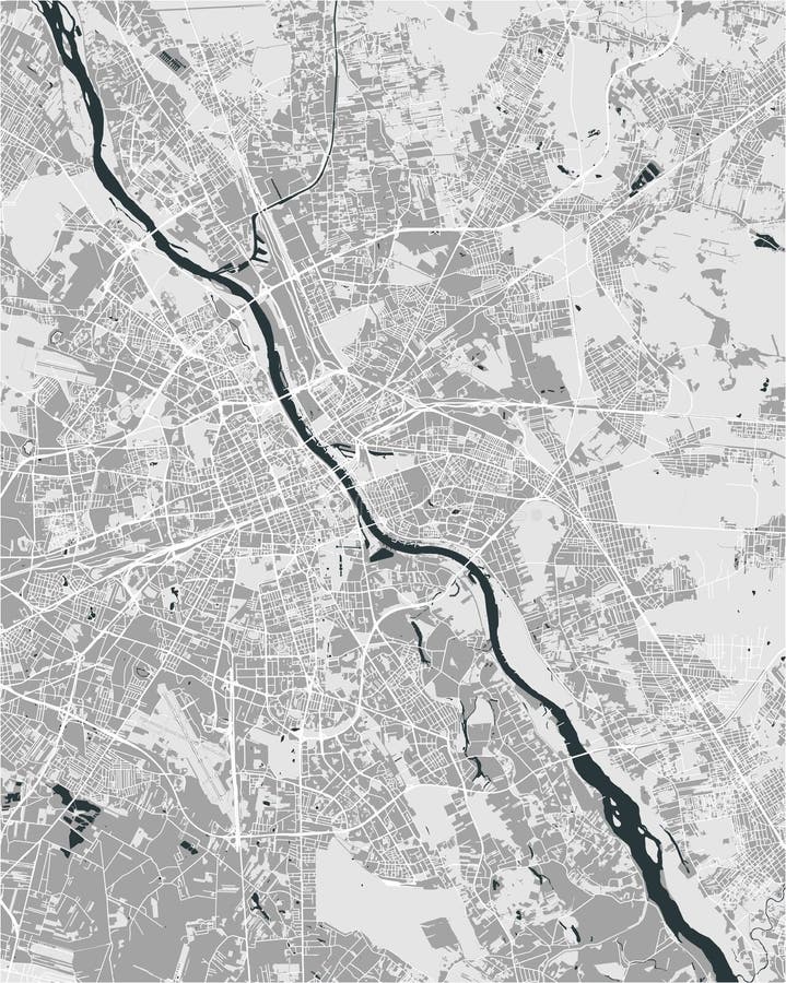 Mapa De La Ciudad De Varsovia, Polonia Ilustración del Vector ...