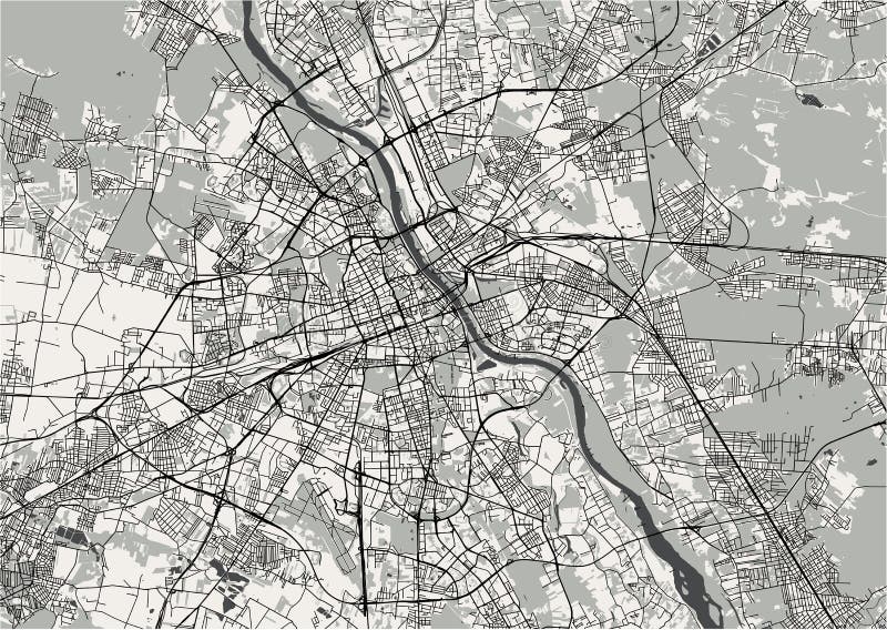 Mapa De La Ciudad De Varsovia, Polonia Stock de ilustración ...