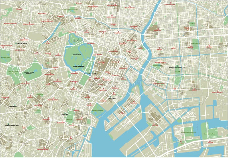 Mapa De La Ciudad Vectorial De Tokio. Ilustración del Vector ...