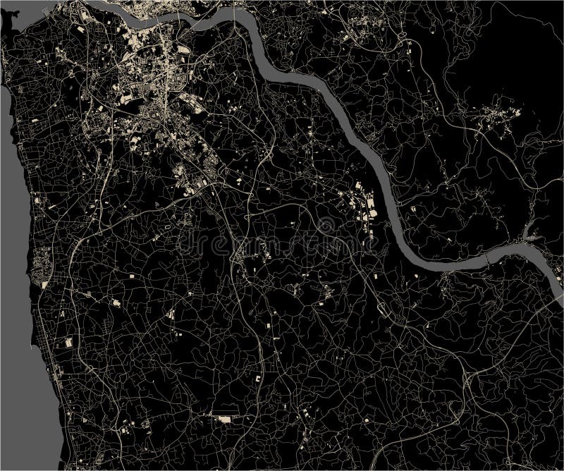Mapa De La Ciudad De Vila Nova De Gaia Portugal Stock de ilustración ...