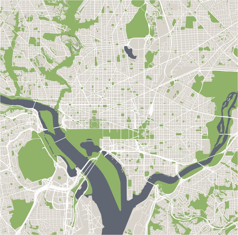 Mapa De La Ciudad De Washington, D C , Los E Ilustración del Vector ...