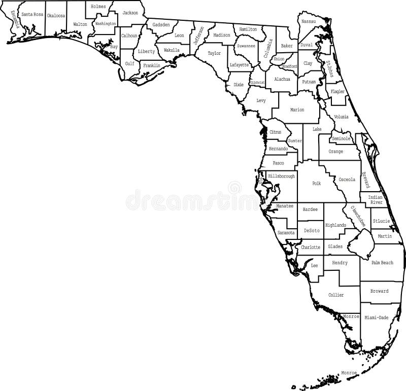 Mapa de la florida ilustración del vector. Ilustración de fondo - 204776329
