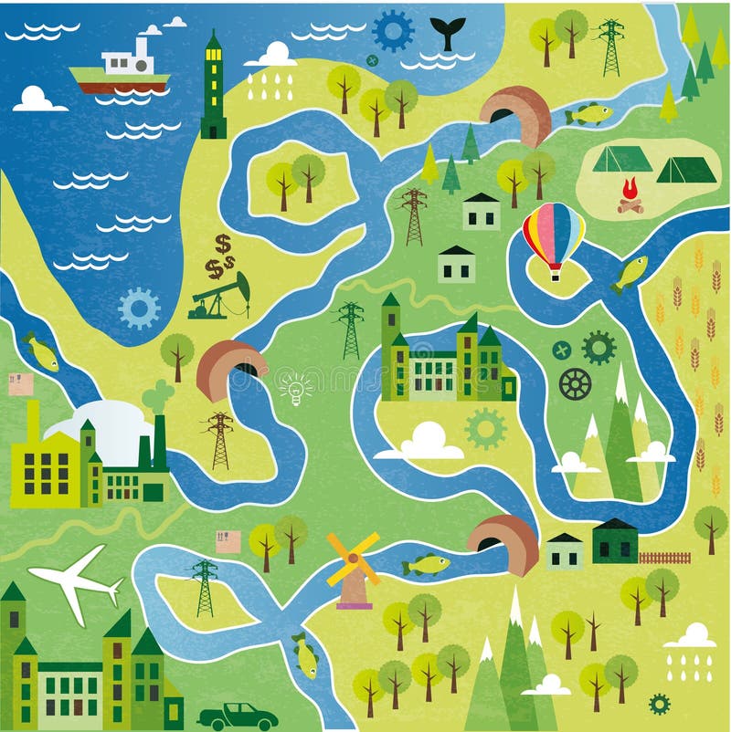 Mapa de la historieta ilustración del vector. Ilustración de ciudad ...