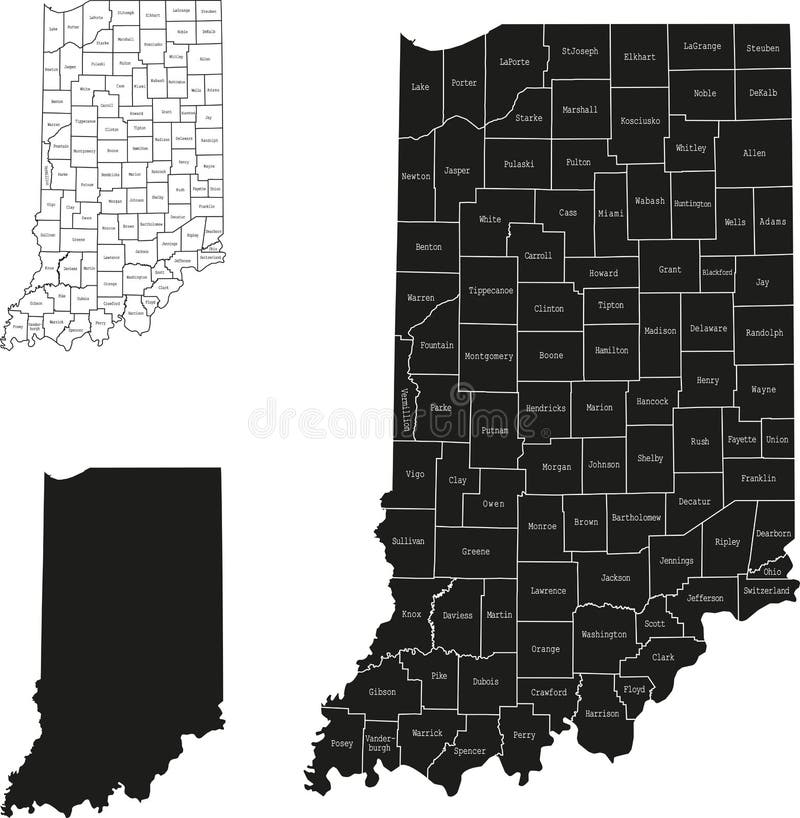Mapa de la indiana ilustración del vector. Ilustración de norte - 204878953