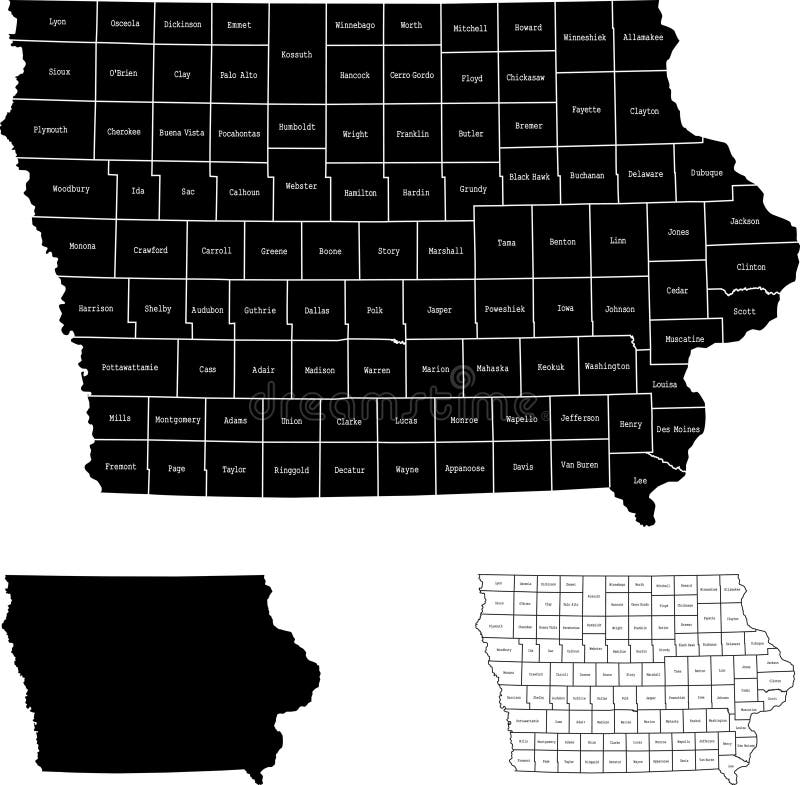 Mapa de la iowa ilustración del vector. Ilustración de estados - 204879962