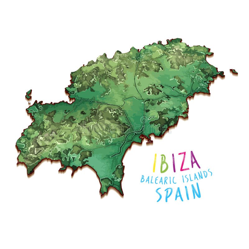 Mapa De La Isla De Ibiza Con El Dibujo Ilustración del Vector ...