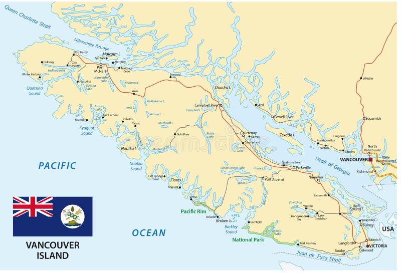 Mapa Del Vector De La Isla De Vancouver De La Isla De Canadá ...