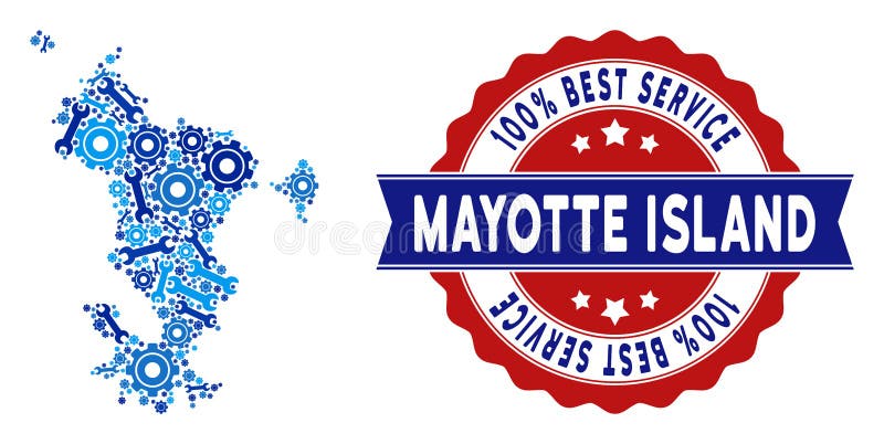 Mapa De La Isla De Mayotte Del Collage De Las Herramientas Del Servicio ...