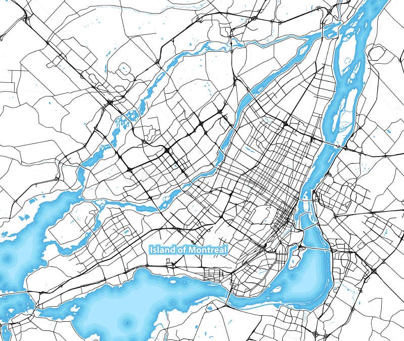 Mapa De La Isla De Montreal, Canadá Ilustración del Vector ...