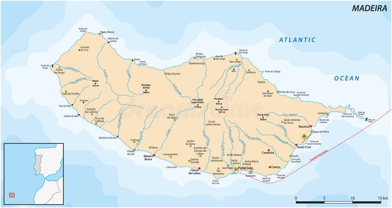 Mapa De La Isla Portuguesa De Madeira Ilustración del Vector ...