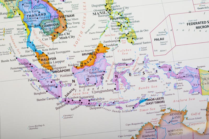 Mapa De La Parte Meridional De Asia Sudoriental Imagen de archivo ...