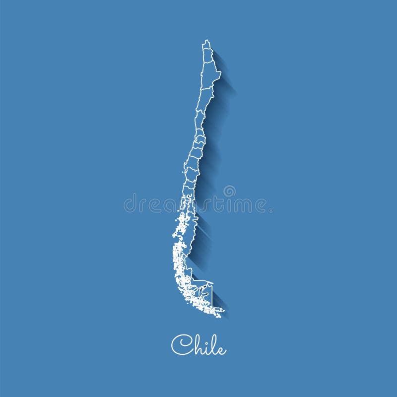 Mapa De La Región De Chile: Azul Con El Esquema Blanco Y Ilustración ...