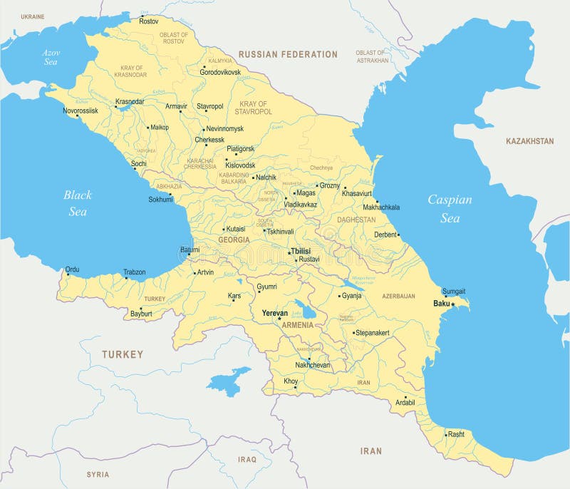 Mapa De La Región Del Cáucaso - Ejemplo Del Vector Stock de ilustración ...