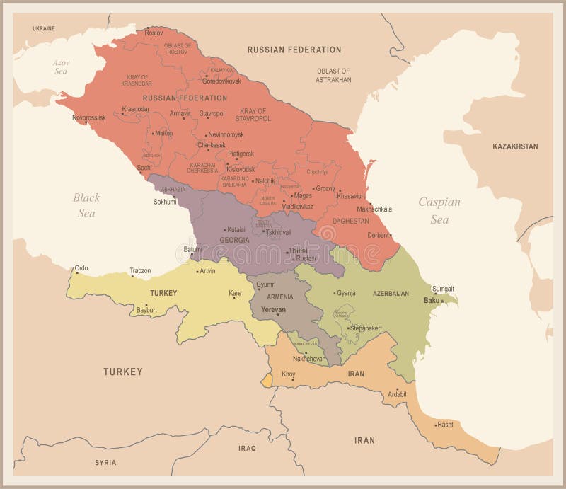 Mapa De La Región Del Cáucaso - Ejemplo Del Vector Stock de ilustración ...