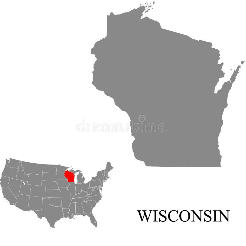 Mapa de la wisconsin ilustración del vector. Ilustración de federal ...