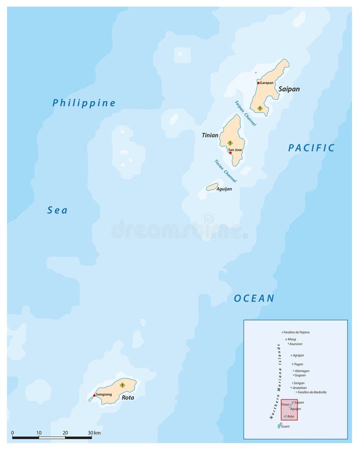 Mapa De Las Islas Saipan, Rota, Al Norte De Las Islas Marianas ...