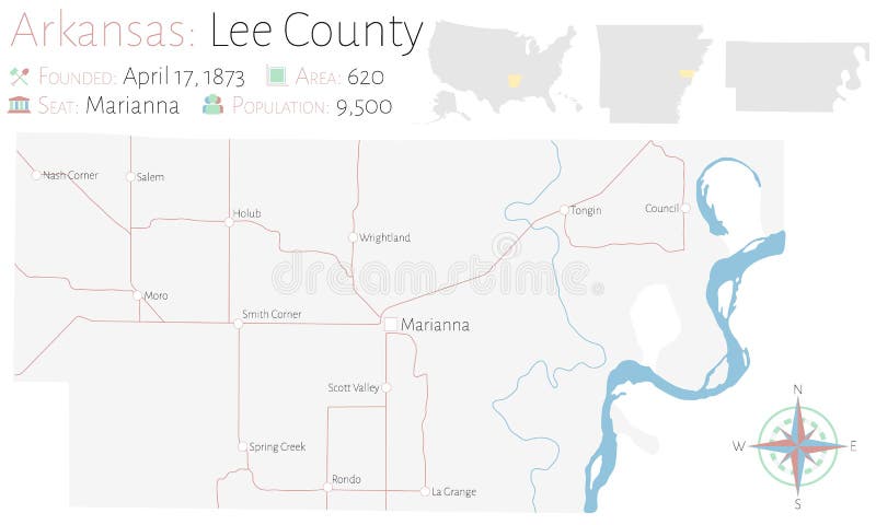 Mapa De Lee County Em Arkansas Ilustração do Vetor - Ilustração de ...