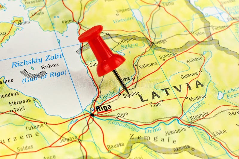 Mapa De Letonia Con El Perno Imagen de archivo - Imagen de papel ...