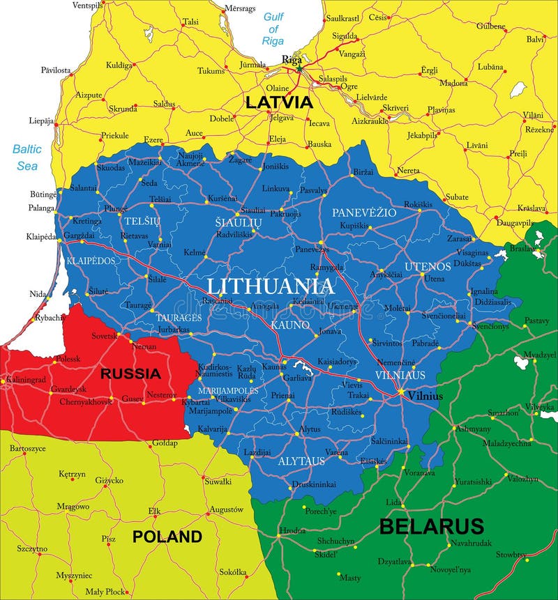 Mapa de Lituania ilustración del vector. Ilustración de riga - 39186891