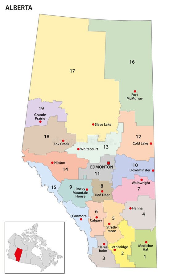 Mapa De Los Distritos Censales De Alberta Canada Ilustración del Vector ...
