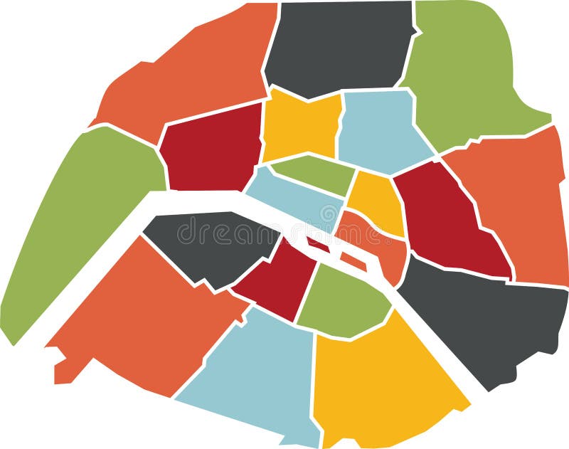 Mapa De Los Distritos De París Ilustración del Vector - Ilustración de ...
