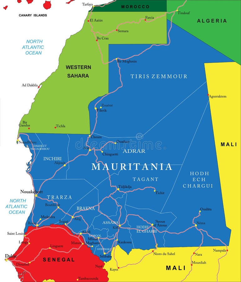 Mapa de Mauritania ilustración del vector. Ilustración de gambia - 36803974