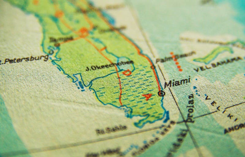 Mapa de Miami Florida foto de stock. Imagem de florida - 1664740