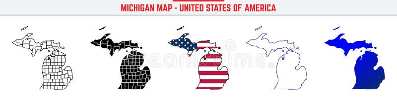 Mapa De Michigan Con Icono De Trazo Editable Ilustración del Vector ...